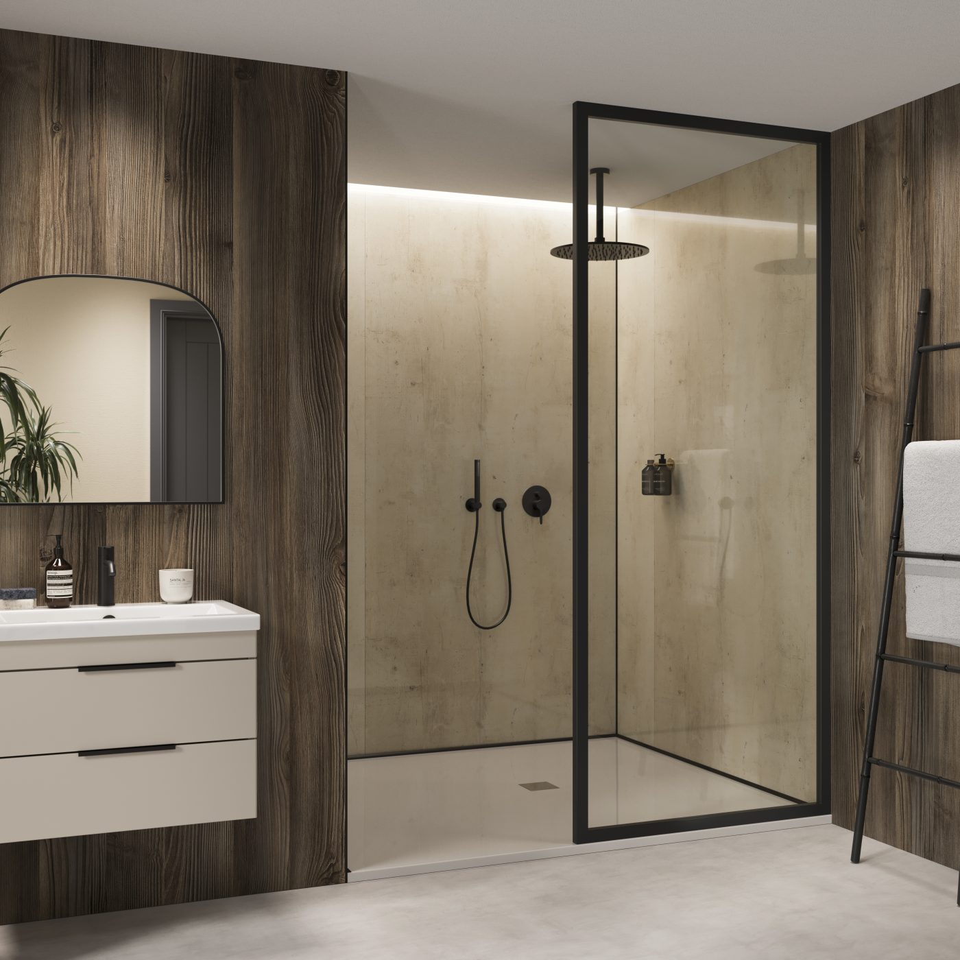 Mocha Pine Bathroom Wall Panels